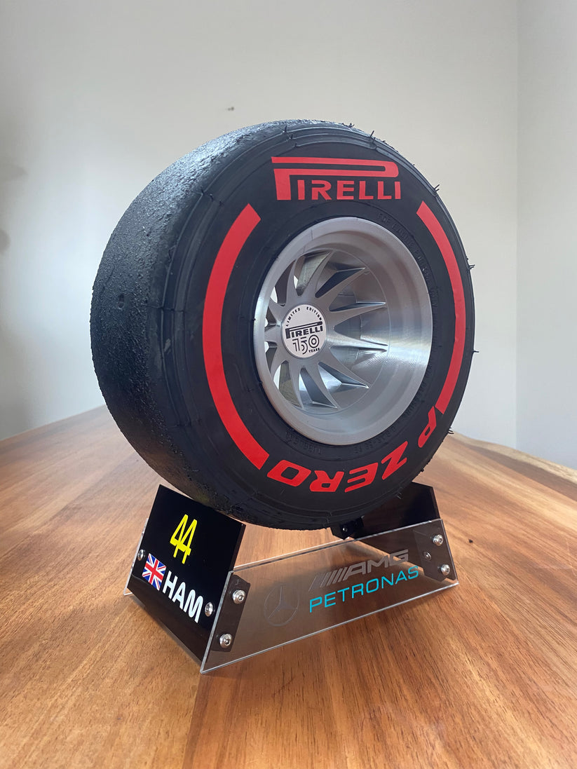 Lewis Hamilton (Mercedes) - F1 Tyre with Stand – Replica Wheels